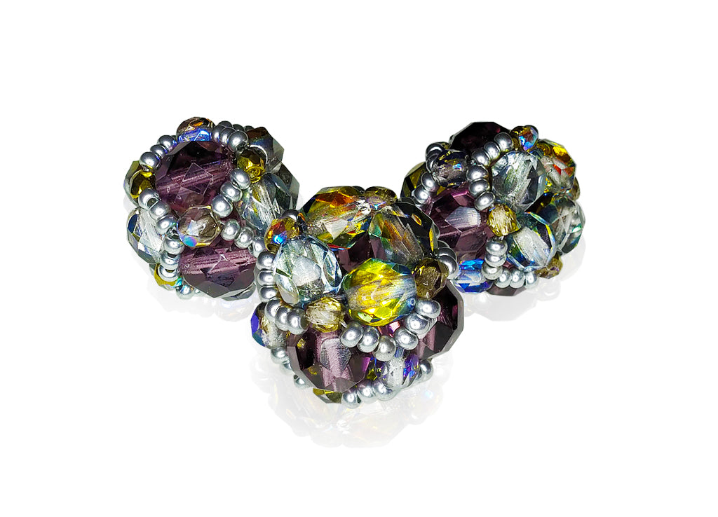 Beaded Bead with Fire Polished Faceted beads and Seed Beads - Tutorial ...