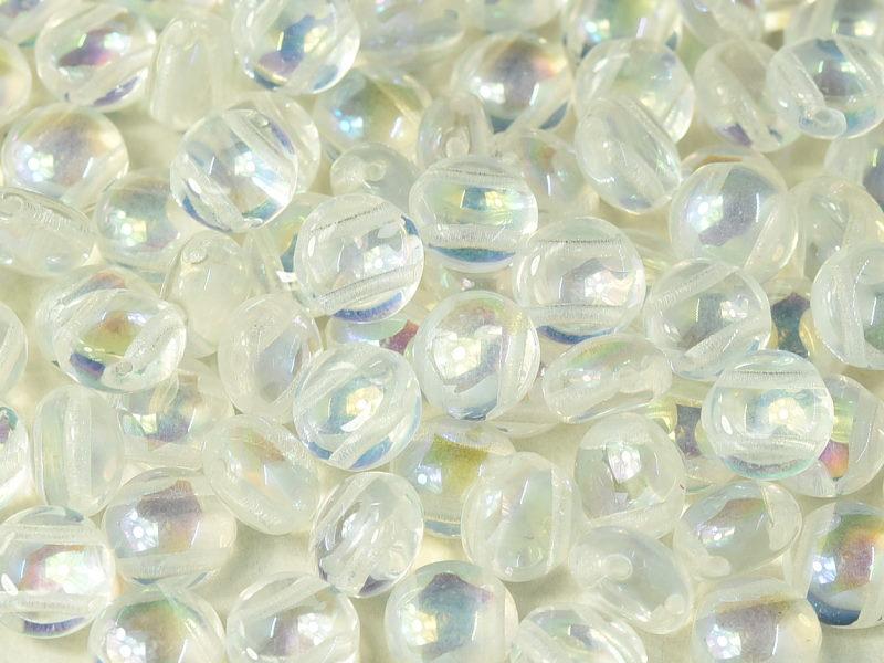 100 pcs Candy Beads 8 mm, 2 Holes, Crystal AB, Czech Glass — ScaraBeads.com