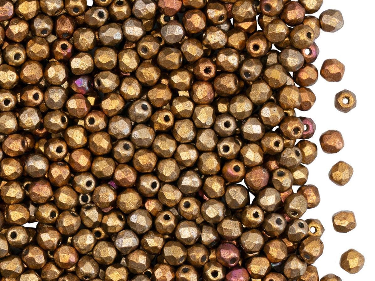 Set of Round Fire Polished Beads (3mm, 4mm, 6mm, 8mm), Silky Gold Iris ...