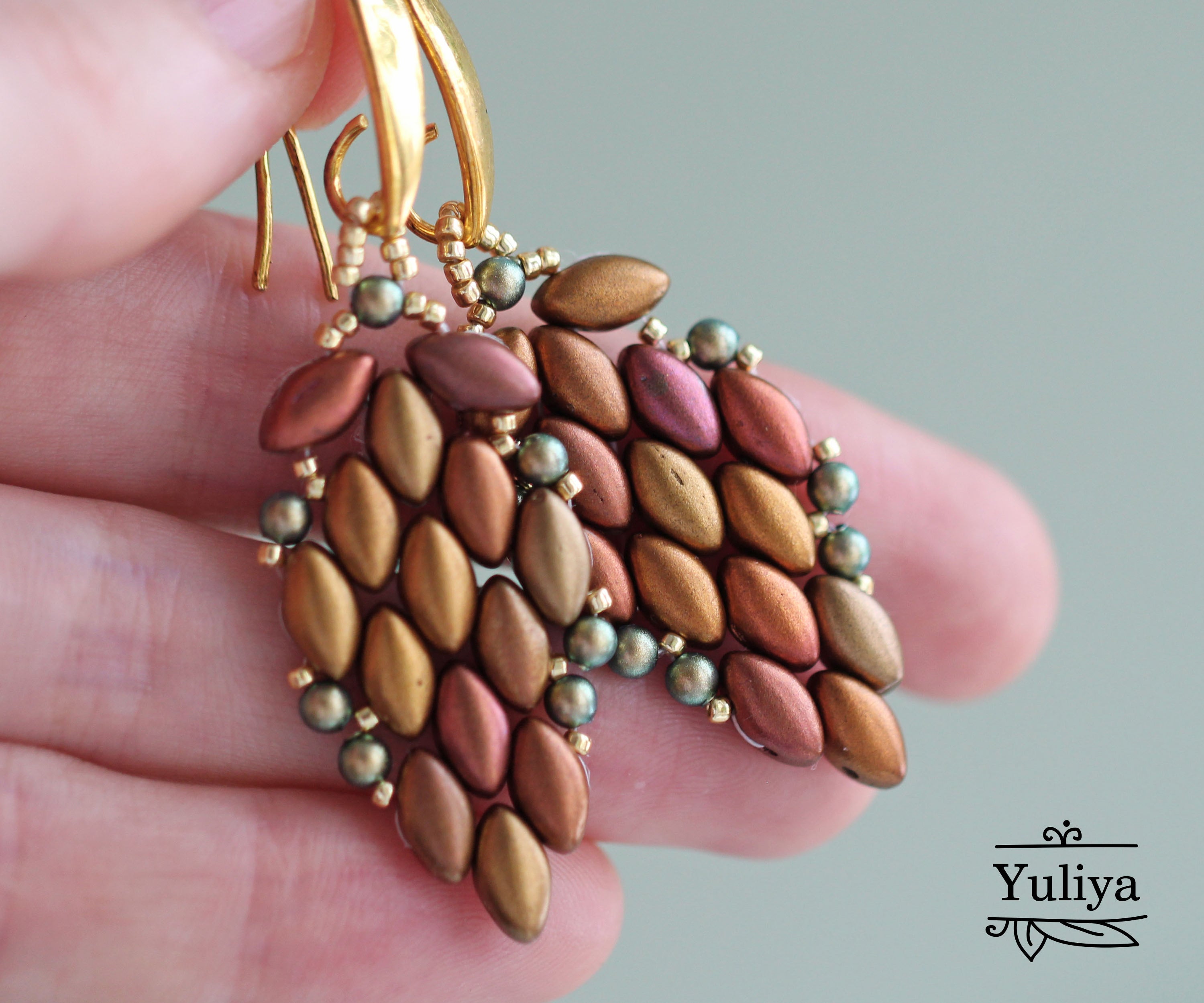 Beaded earrings pattern; IrisDuo pattern; Beading earrings tutorial ...