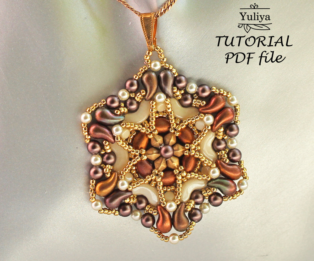 Beading tutorial & pattern pendant, Beadwork tutorial, Beaded pattern ...